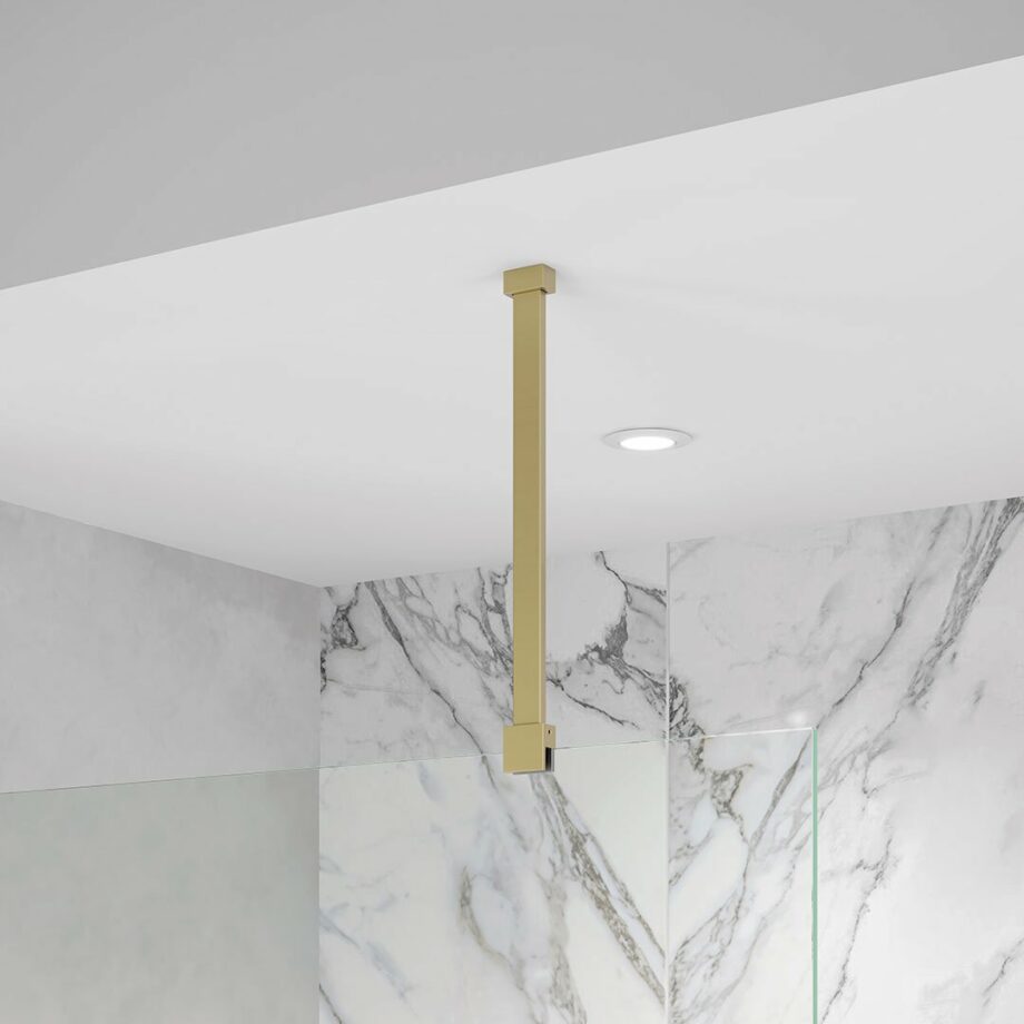 Emmi Curved Wetroom Panel Profile And Bracing Bar Kit Brushed Brass